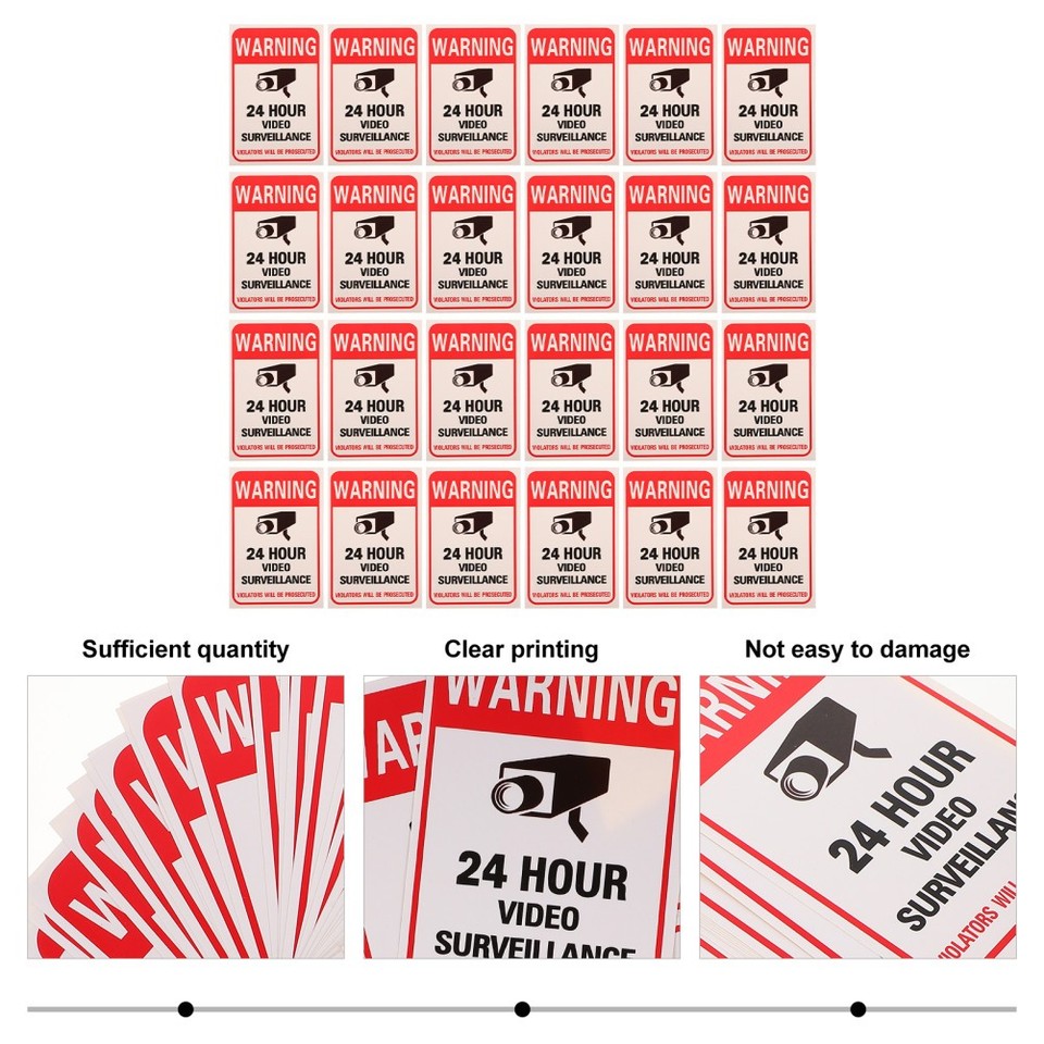 50 Sheets Indoor Warning Stickers Security Camera Caution Video Sign ...