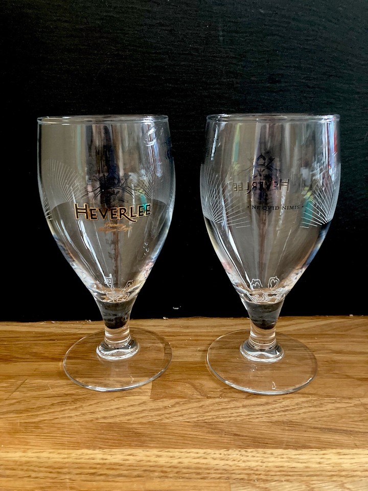 2 X Heverlee Belgian Lager Glasses 1/2 Pint. Home Bar. Mancave Pub ...