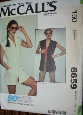 McCall's 6659 Pattern Wrap Cover Up Casual Beach Sz Petite 6-8 Uncut ...