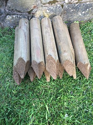 Wooden round edging garden stake pegs, 24 pack, 18" long x 60mm round ...