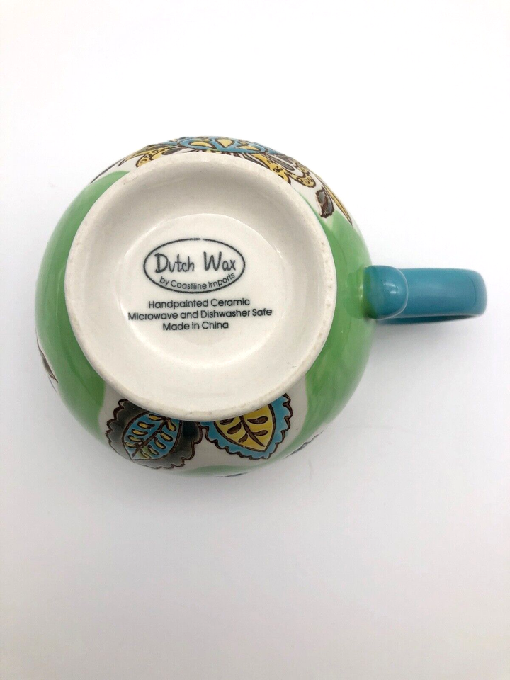 Dutch Wax Floral Mug Cup Hand Painted Ceramic Footed Base | eBay