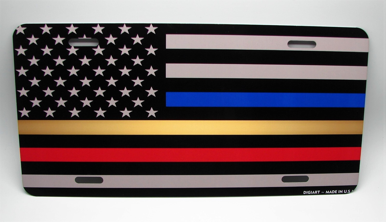 THIN GOLD THIN BLUE THIN RED LINE METAL CAR LICENSE PLATE AMERICAN ...