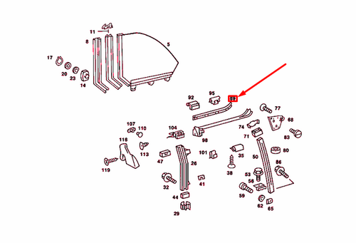 MB Saloon W123 Rear Left Side Window Sealing Rail A1236730965 NEW ...