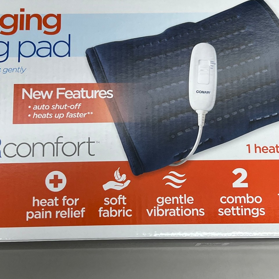 CONAIR Comfort Massaging Heating Pad Soothing 11.5" X 24" Navy Blue ...