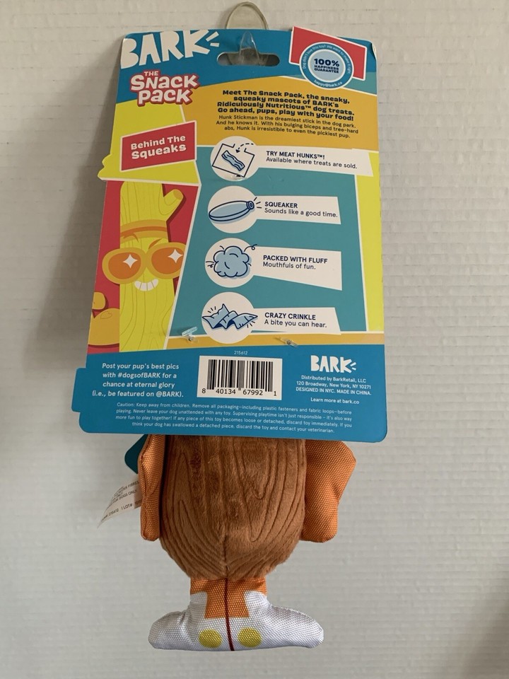 Dog Barkbox Squeaky Toy -THE SNACK PACK ( Hollywood Log ) | eBay