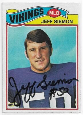 JEFF SIEMON Autographed Signed 1977 Topps Football card #465 Minnesota ...