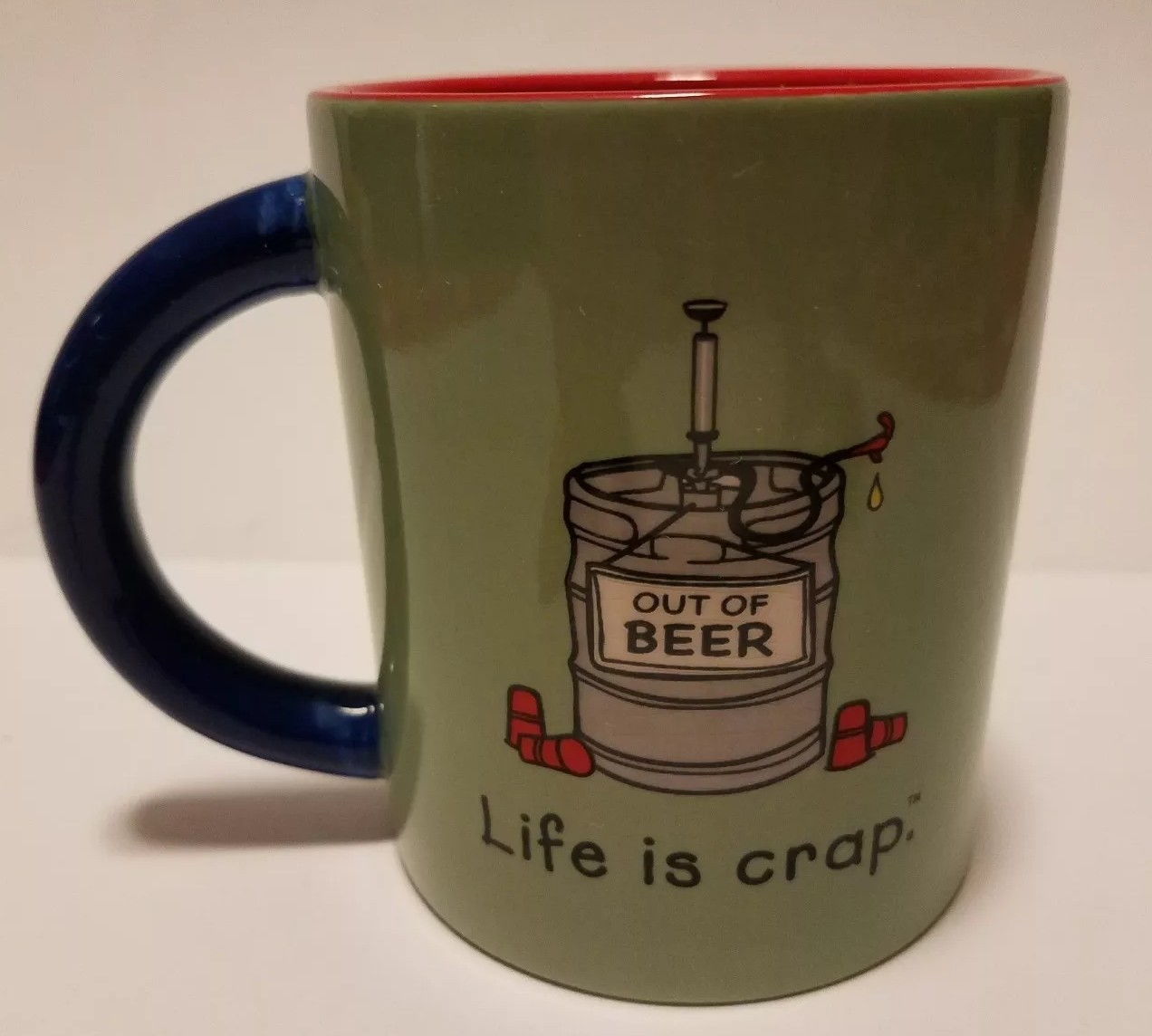 LIFE IS CRAP Out of Beer Keg Coffee Tea Mug Cup Offside LLC Ganz Red ...