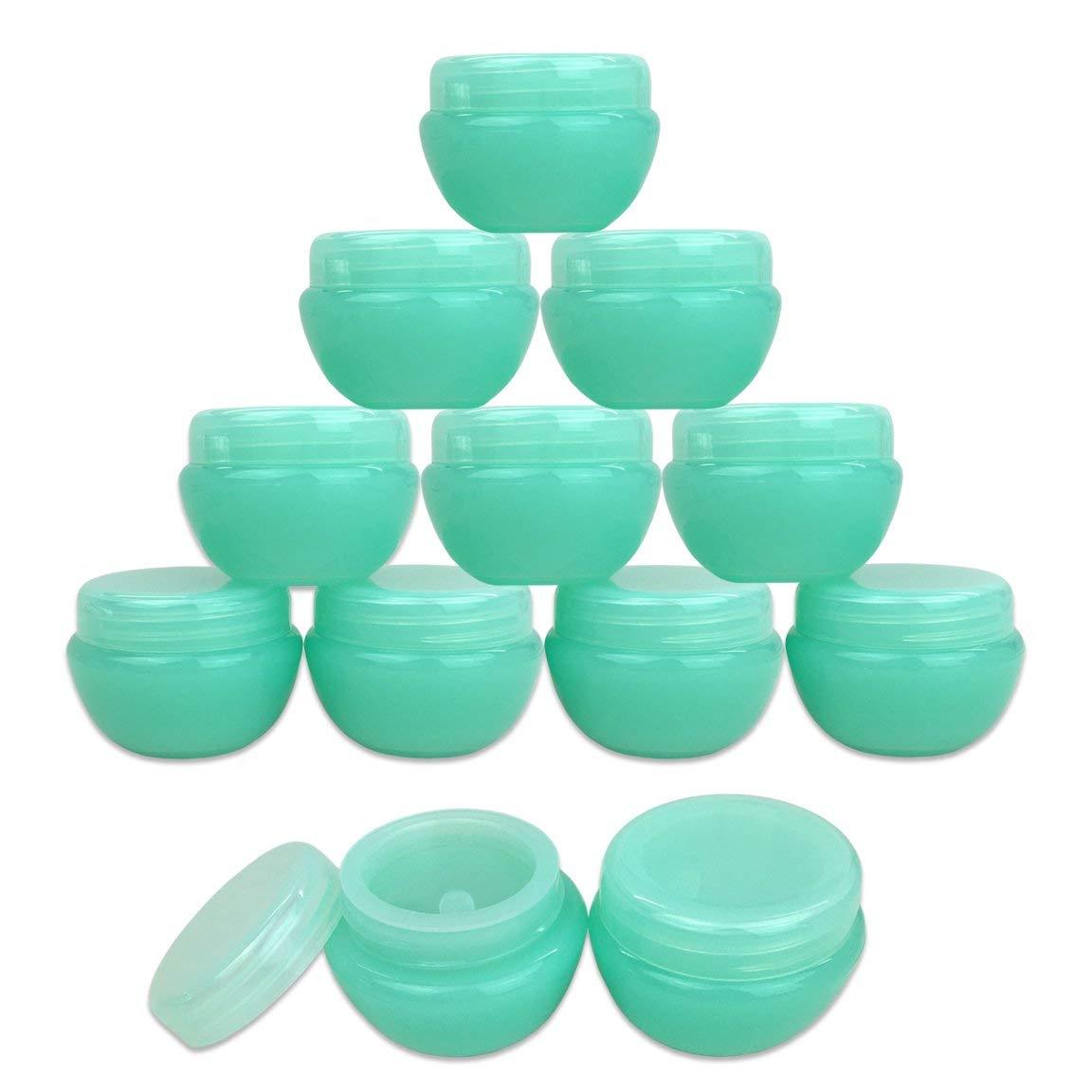12 Pieces 10G/10ML Round Green Cosmetic Sample Container Jars with ...