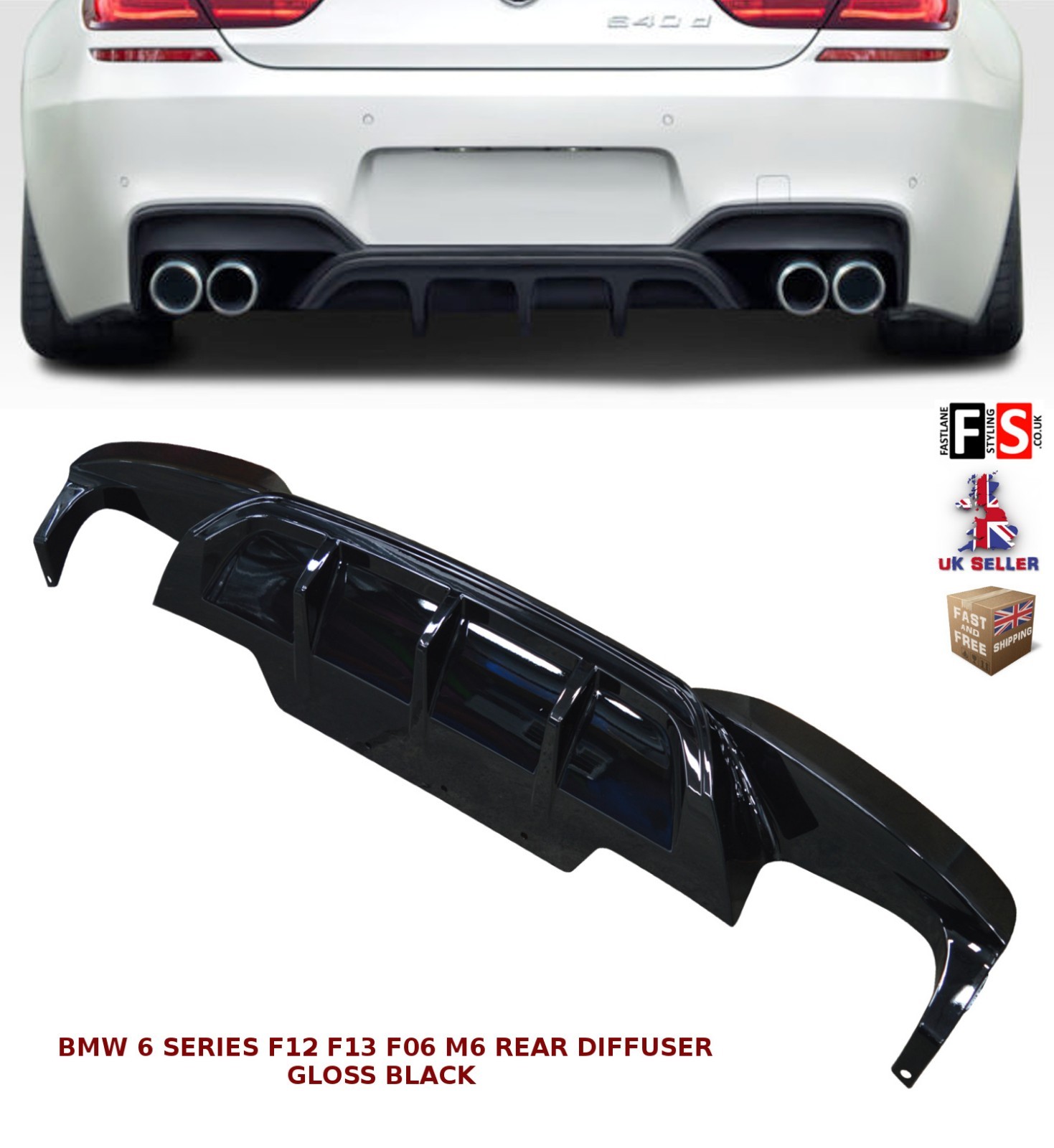 BMW 6 SERIES F12 F13 F06 M6 MSPORT PERFORMANCE REAR DIFFUSER VALANCE ...