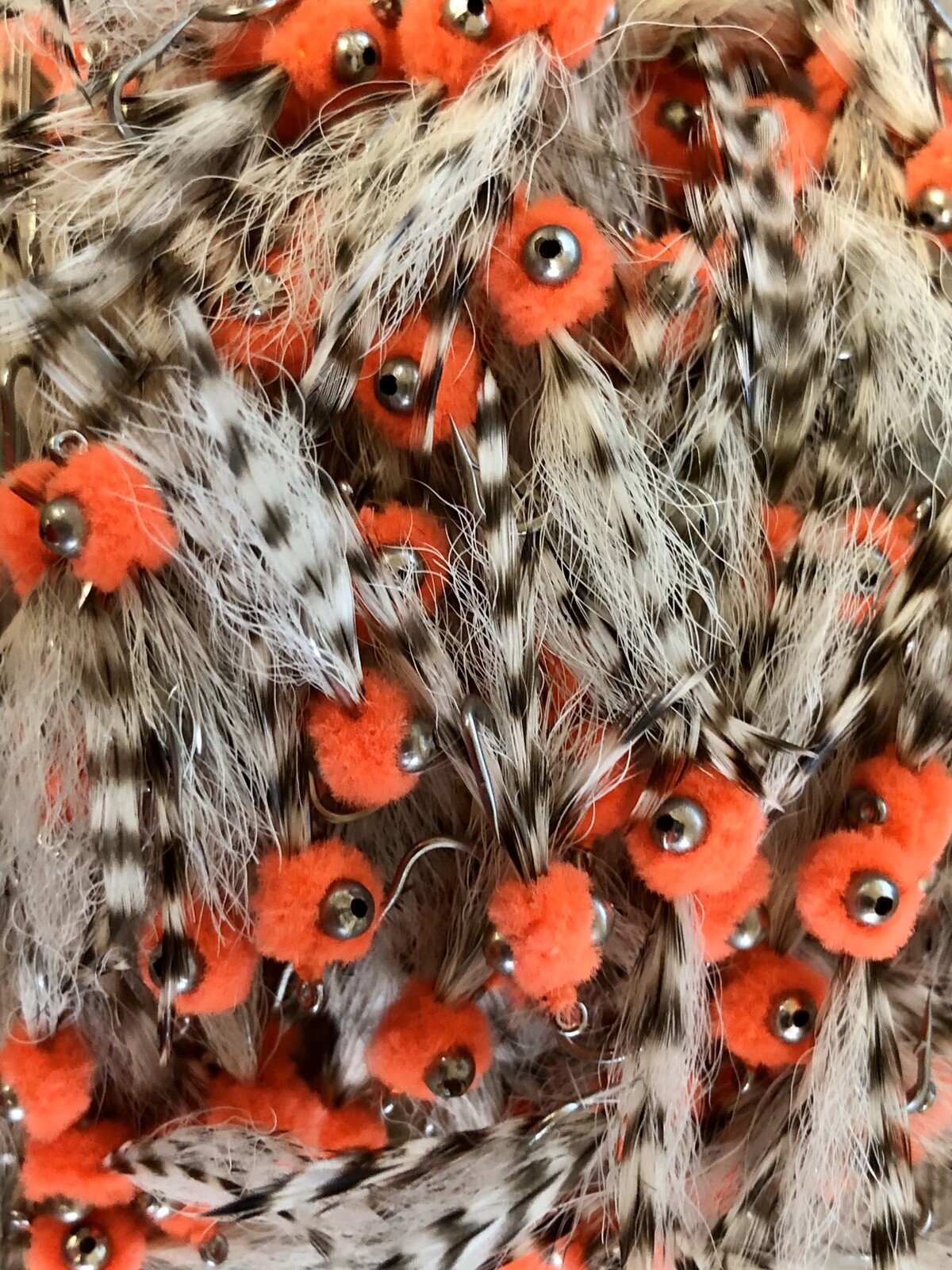 MINI PUFF FLATS FLY. BONEFISH, PERMIT. #6 HOOK, ORANGE. SALTWATER FLY ...