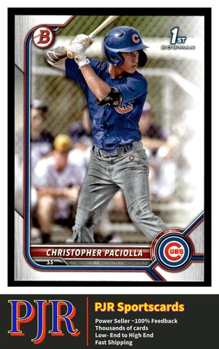 2022 Bowman Draft #BD-185 Christopher Paciolla Chicago Cubs Buy 4 - 35% ...