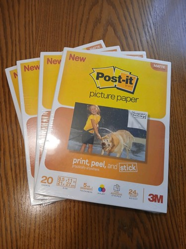 Post-It Picture Paper Matte Non Glare 3M Print Peel Stick 80 Sheets 8.5 ...