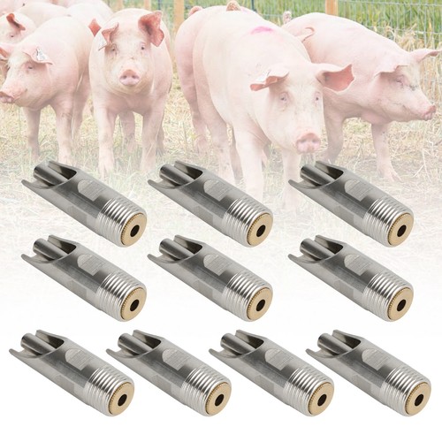 10Pc 1/2" Npt Pig Hog Nipple Drinker Automatic Waterer Feeder Stainless ...