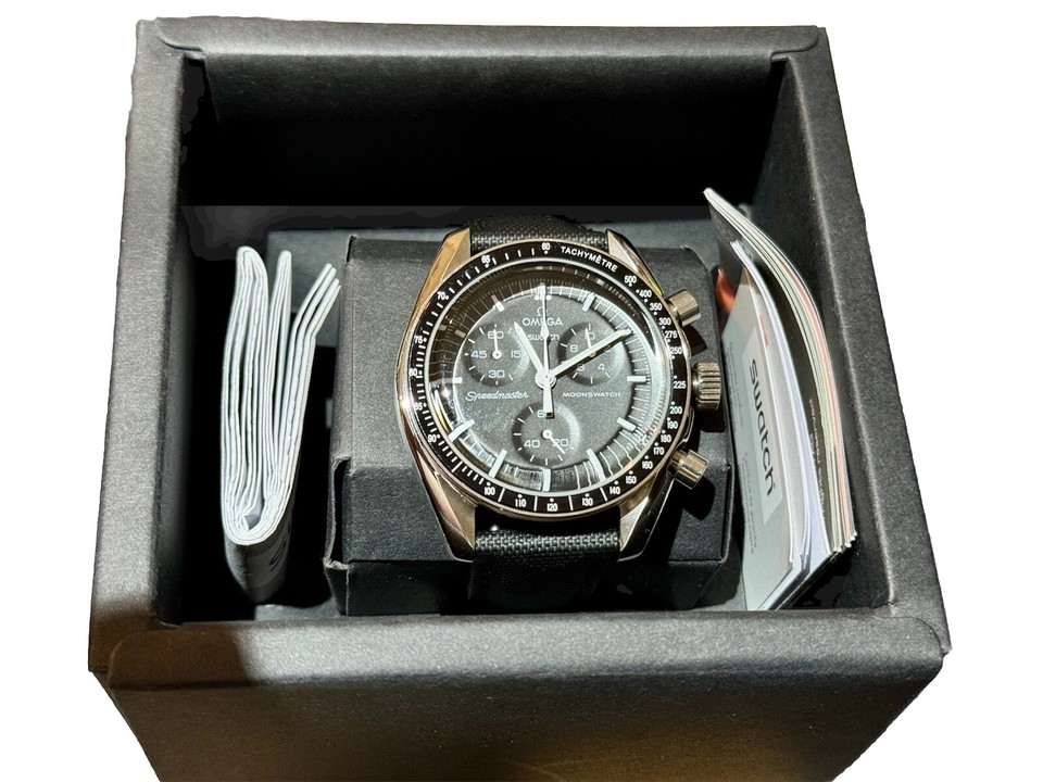 Swatch Omega Mission to the Moon Stainless Steel Case Mod Sailcloth ...