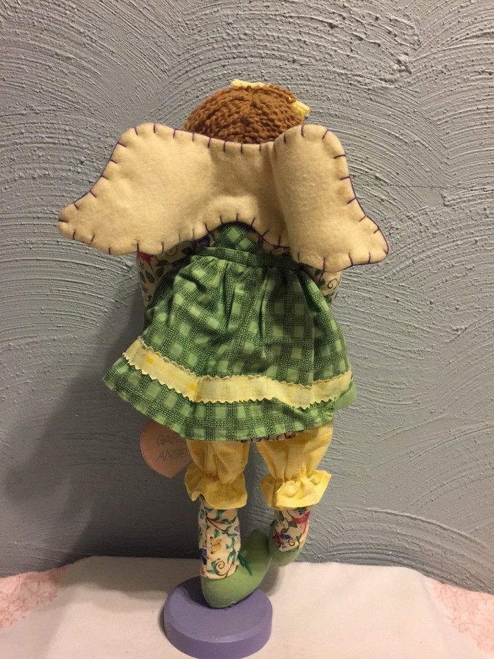 Garden Angel Wooden Stand Up Cloth Angel Doll Figurine On Wood Stand ...