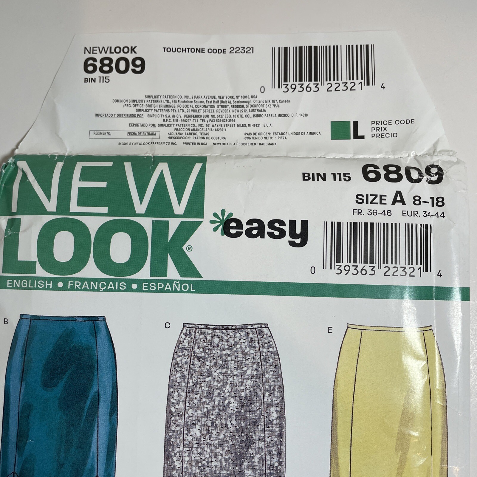 Sewing Pattern Simplicity LOOK 6809 Sz 8-18 Misses Skirt for sale ...
