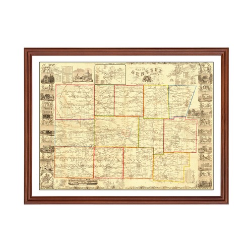 Old Map of Genesee County, NY 1854 - Vintage New York Art | eBay