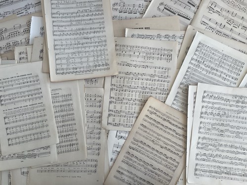 Vintage Ephemera MUSIC SHEET Paper Pages Bundle of 55 Sheets - Ideal ...