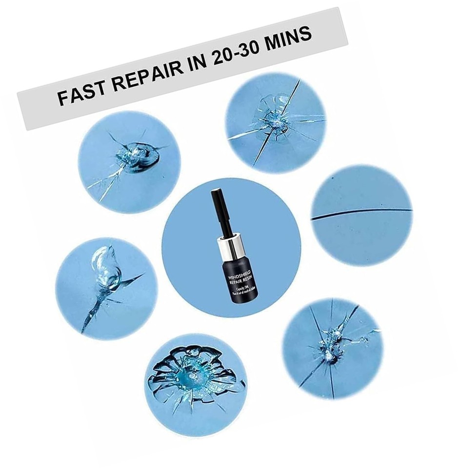 2 Pack Windshield Repair Kit, Quick Fix for Chips, Cracks, Bulls-Eye ...