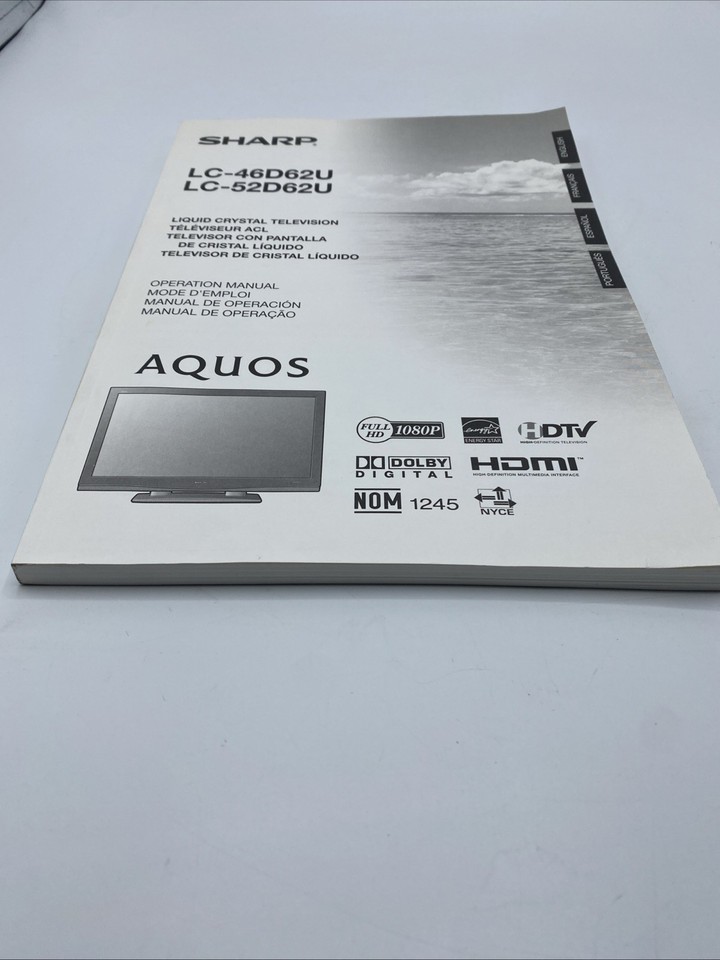 Sharp Aquos LC-46D62U LC-52D62U Liquid Crystal Television Operation ...