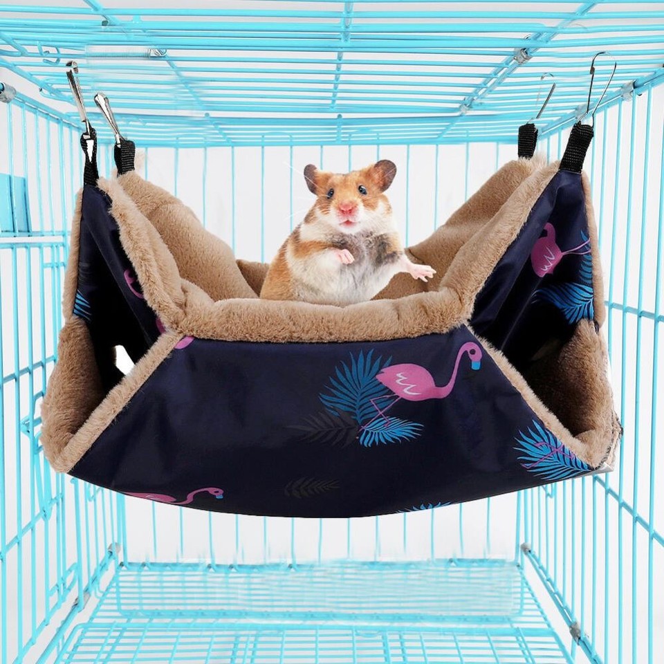 Small Animal Hanging Hammock Cartoon Print Double Layer Hanging Hamster ...