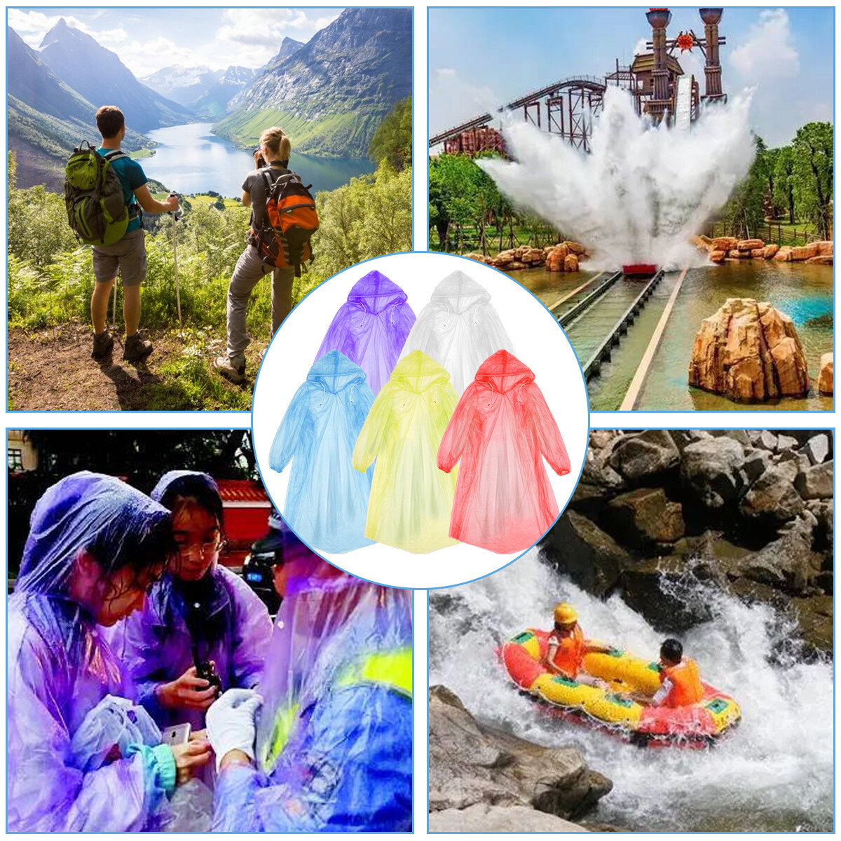 Rain Poncho for Adult 10Pcs Rain Coat with Hood Drawstring Waterproof ...