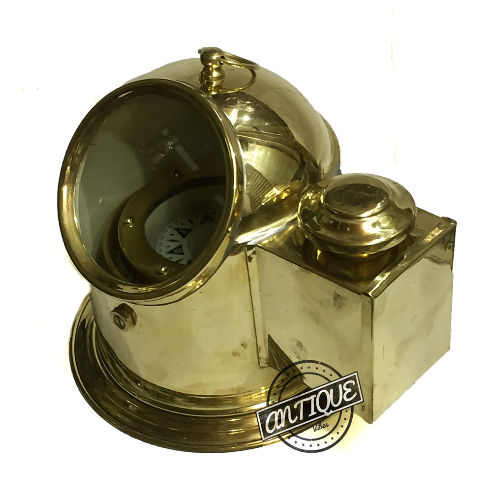 Vintage Oil Lamp Binnacle Helmet Gimballed Compass Ship/Boat Classic ...