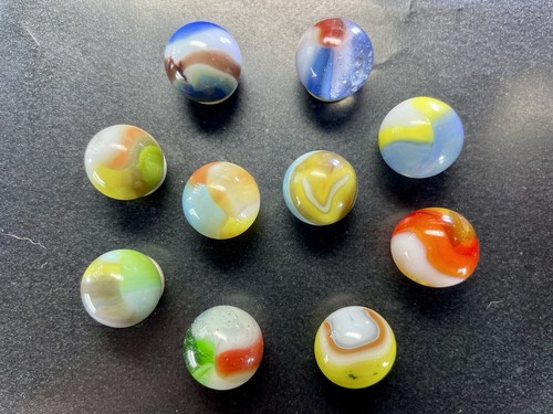 Vintage Marbles. Vitro Agate Mixed Lot Of 10. . Mint Range. 5/8 +- One ...