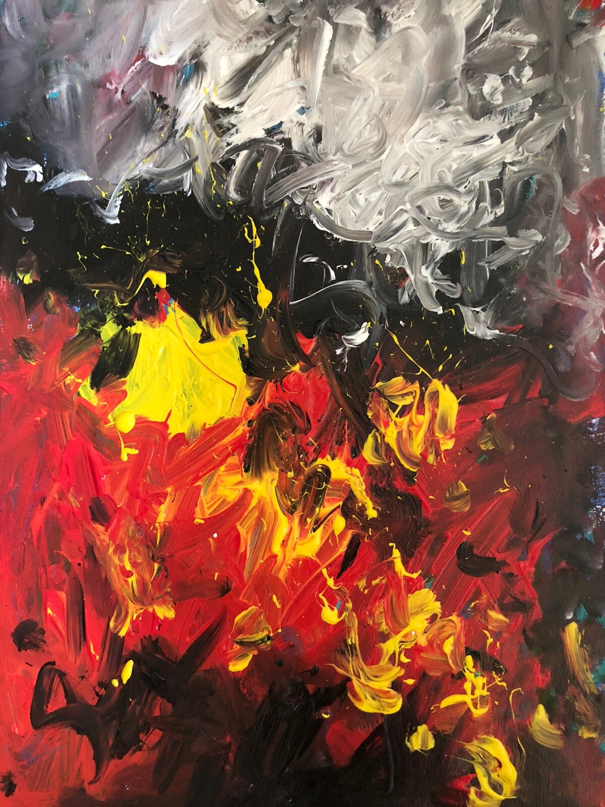 Fire Painting Original Abstract Art Modern Decor Red And Black Canvas ...