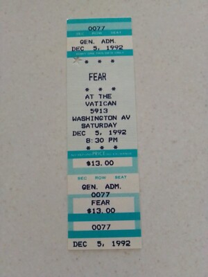 Fear - 1992 Concert Ticket | eBay
