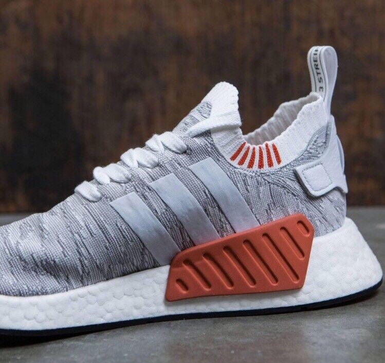 Adidas NMD_R2 Primeknit PK White Core Black ORANGE Grey Adidas NMD_R2 Primeknit PK White Core Black ORANGE Grey
