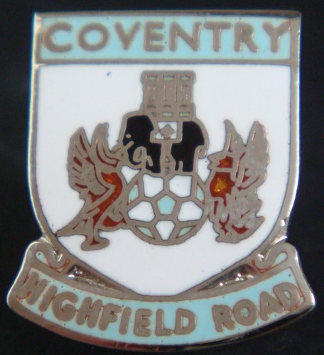 COVENTRY CITY FC Rare HIGHFIELD ROAD Badge Brooch pin In chrome 16mm x ...