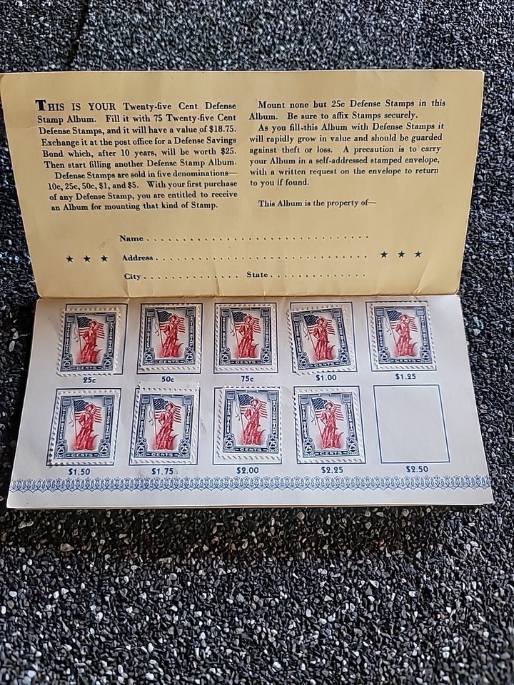 Twenty five cent defense stamp album ×9 stamps | eBay