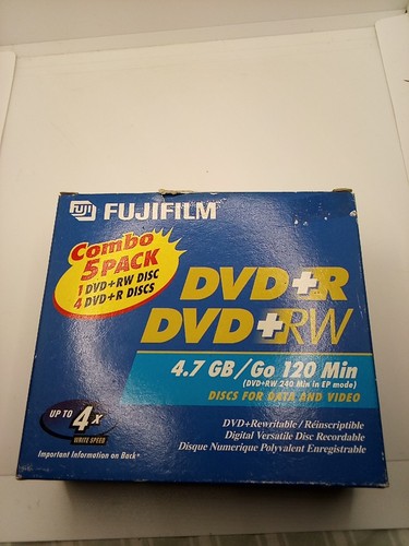 Fujifilm Combo 5 Pack DVD+RW and DVD+R Discs For Data & Video 4.7 GB ...