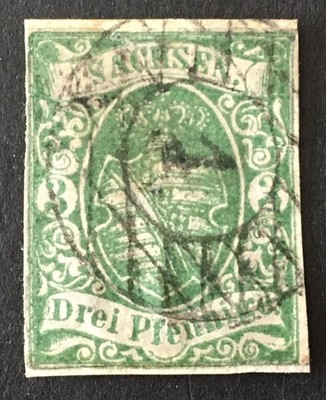 German Saxony 1851 Used 3pf Stamp Light Hinged | eBay UK