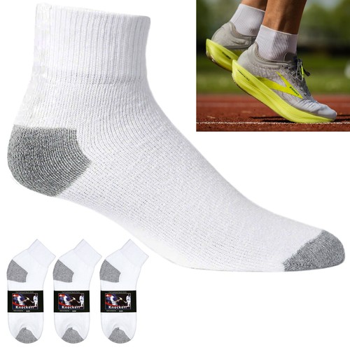 12 Pairs Men's Classic Cotton Sports Socks Ankle Quarter White Grey ...