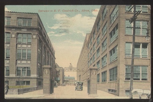 Postcard AKRON Ohio/OH B.F. Goodrich Factory/Plant Entrance Arch 1907 ...
