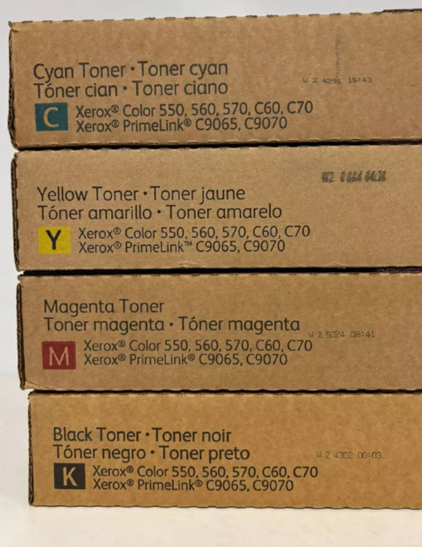 4 Genuine Xerox Color 550,560,570,C60,C70 PrimeLink C9065, C9070 CMYK ...
