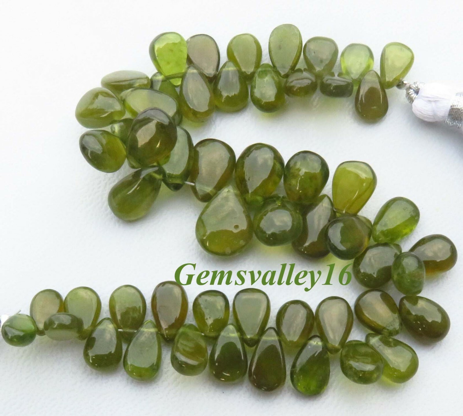 FABULOUS~ Genuine Green Vessonite Smooth Pear Gemstone Beads. 7.50-12mm ...