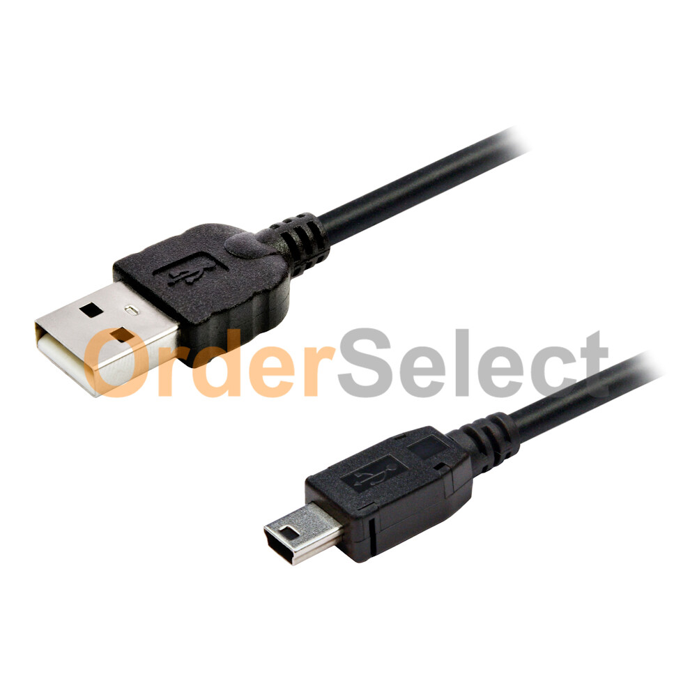 5 Pin Mini USB Cable Data Sync Charging Cord BLK for Camera, Nuvi, GPS ...