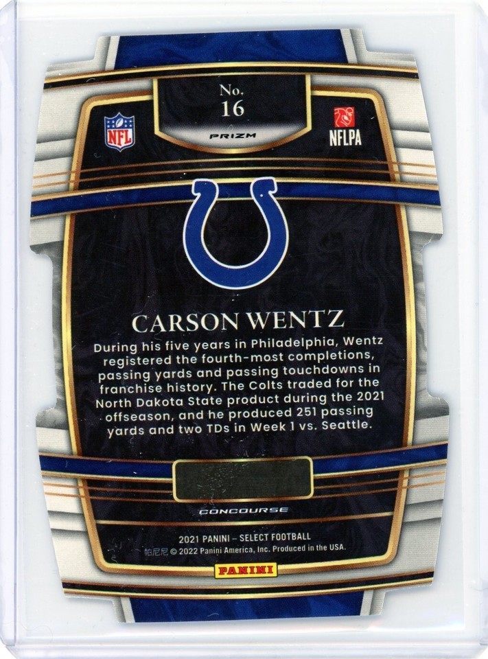 2021 Panini Select Carson Wentz Silver Prizm Concourse #16 Colts | eBay