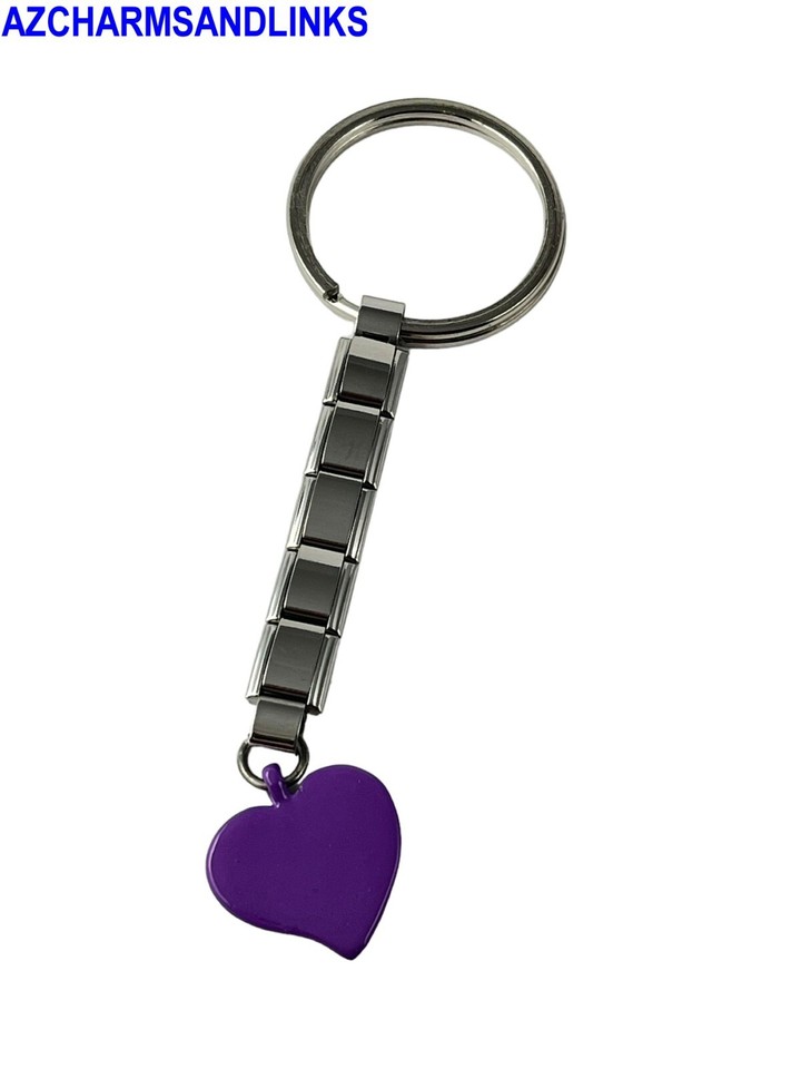 Italian Charm Key Chain Hearts Modular Link Charms Pink Blue Black Red ...