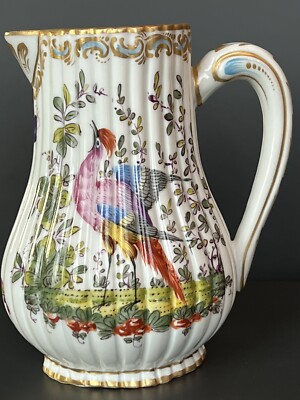 Antique 18th C Chelsea- Derby Large Pitcher Jug Handpainted Birds ...