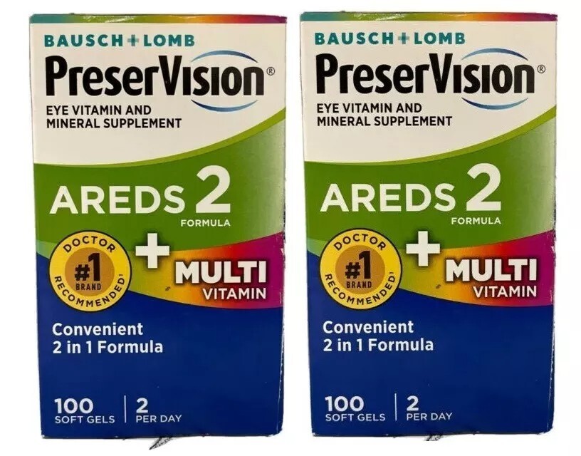2 BOXES PreserVision AREDS 2 Plus Multivitamin 100X2 = 200 SOFTGELS ...