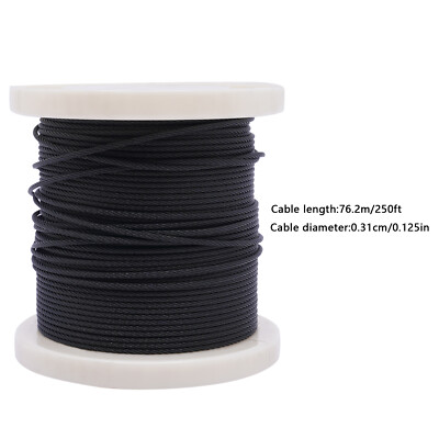 250ft 1/8" Stainless Steel Cable Black Wire Rope Cable Railing System ...