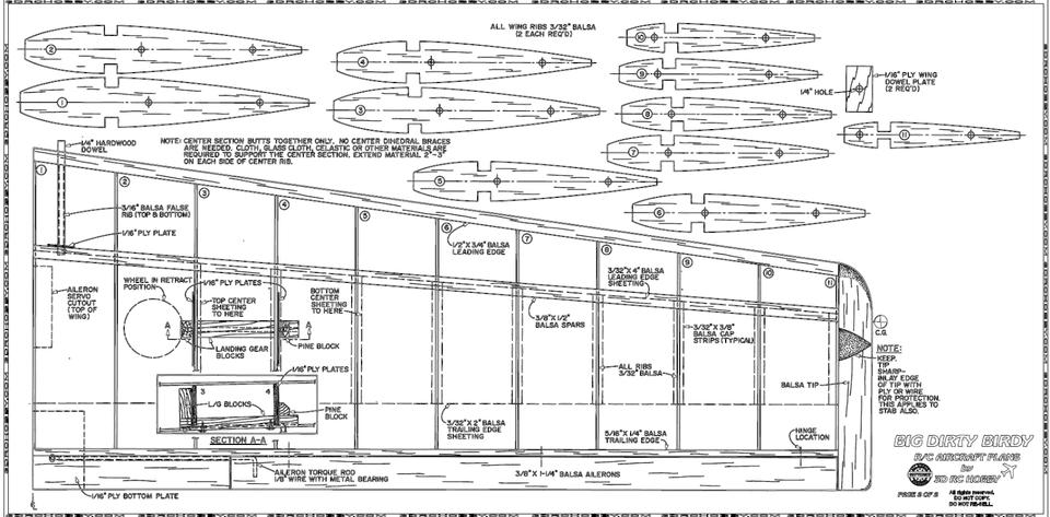Big Dirty Birdy 78in WS R/C Airplane Laser Cut Balsa Ply Short Kit With ...