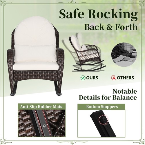 Outdoor Wicker Sturdy Rocking Chair Patio Rattan Rocker Garden ...