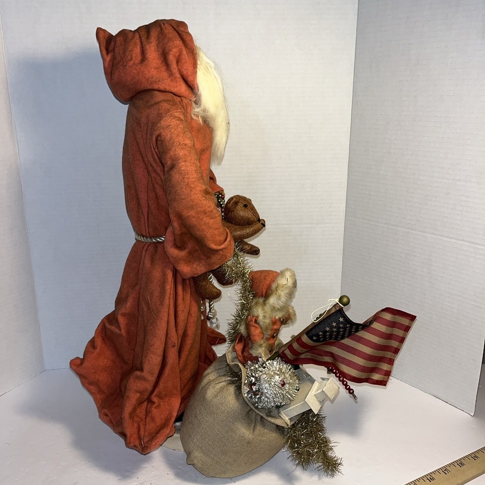 Primitive Ragon House Santa Claus 21” Red Coat Sculpted Face And Hands ...
