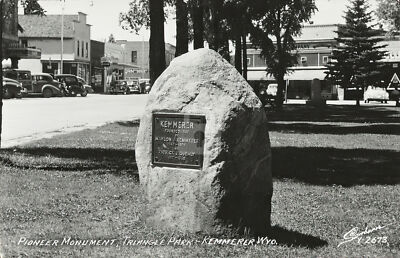 Pioneer Monument, Triangle Park - Kemmerer, Wyo. RPPC Photo Postcard ...