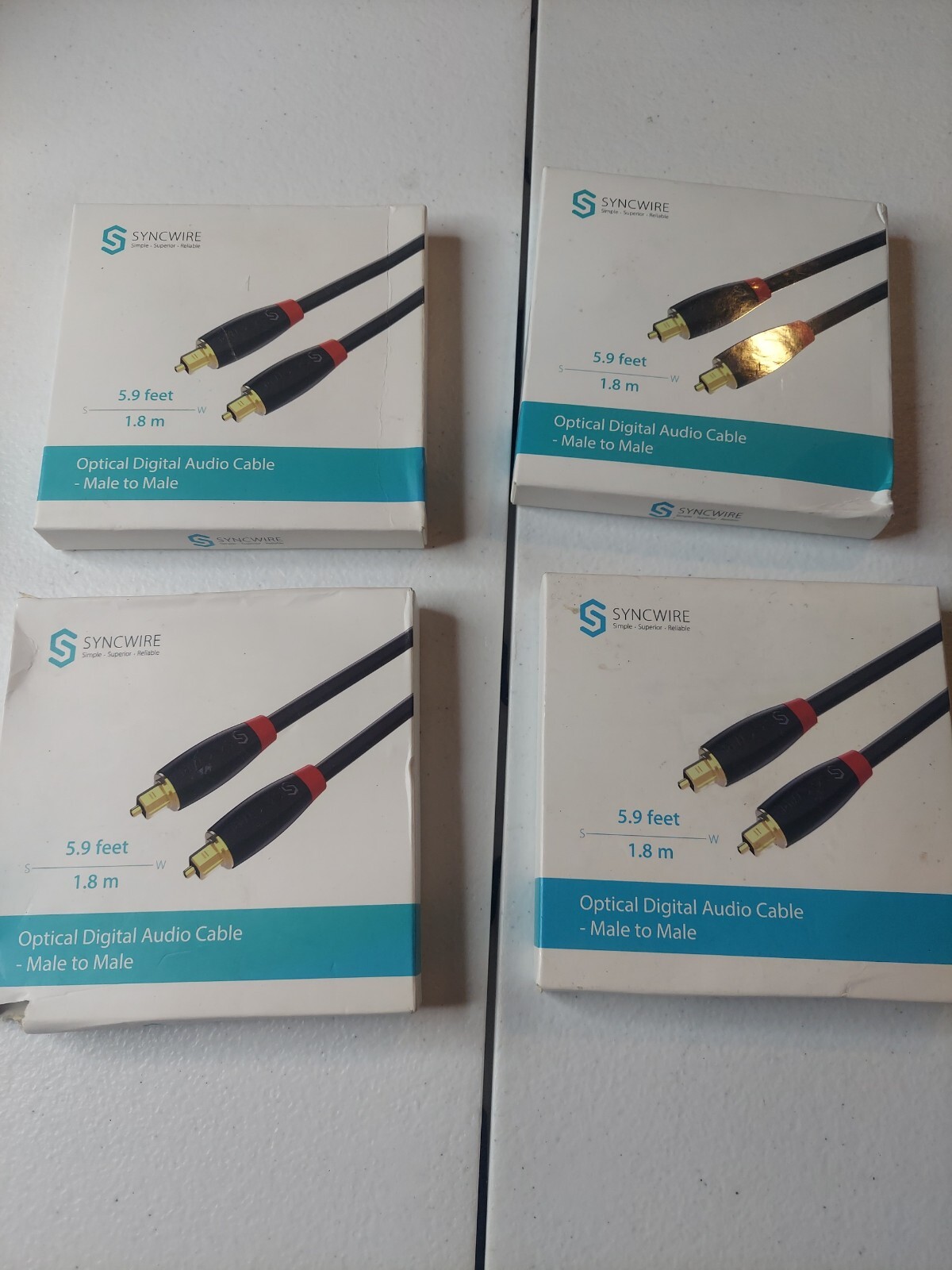 LOT OF 4 Syncwire Optical Digital Audio Cable Male To Male 5.9 Feet Long | eBay